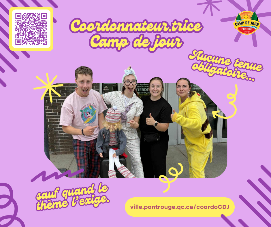 Coordonnateur·trice camp de jour été 2026 - Ville de Pont-Rouge : Ville ...